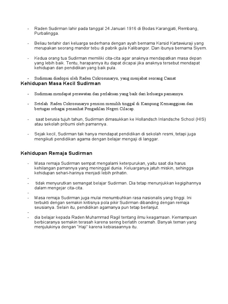 Biografi Jenderal Sudirman | PDF | Politik | Perjalanan