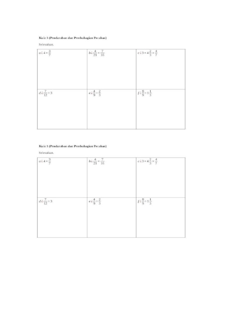 Pendaraban Dan Pembahagian Pecahan Tahun 6 | PDF