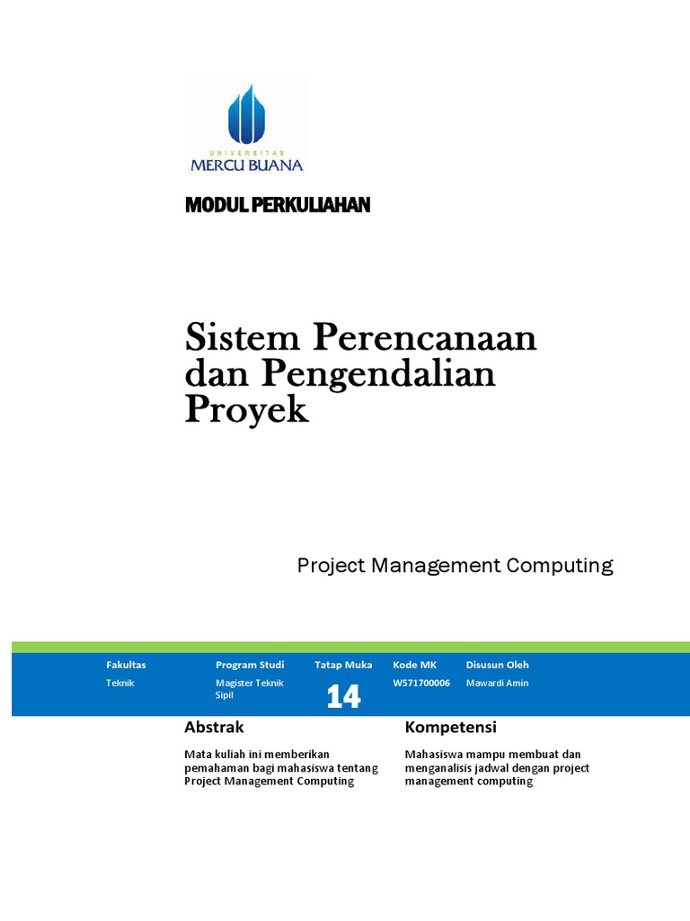 Sistem Perencanaan Dan Pengendalian Proyek: Modul Perkuliahan | PDF ...