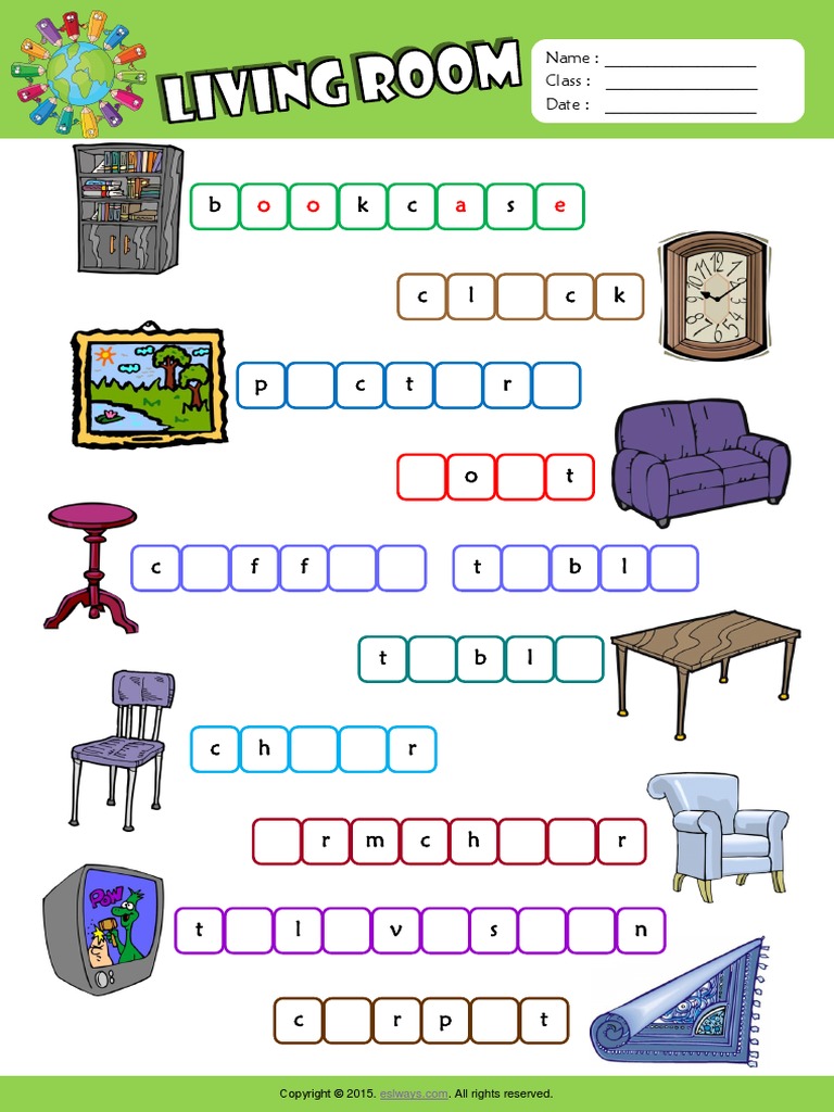 Living Room Vocabulary Worksheet Furniture And Home Appliances In Your