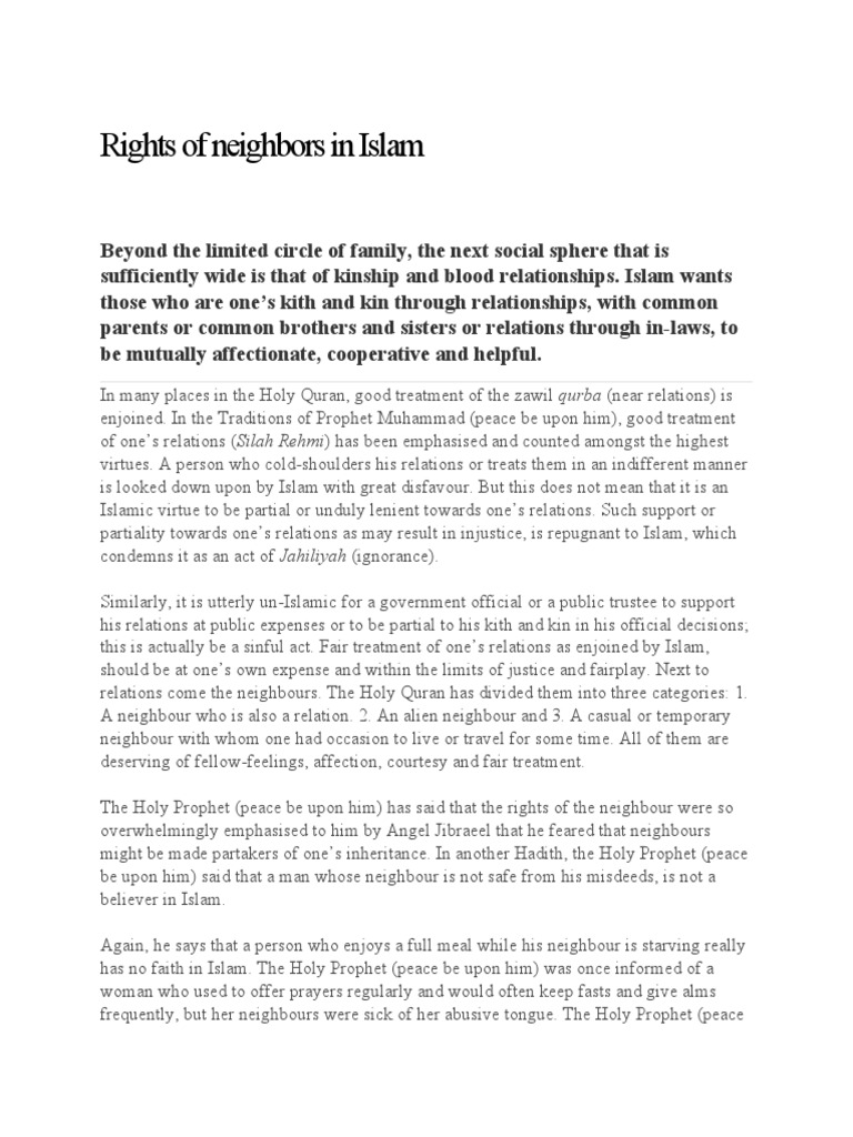 Rights of Neighbors in Islam | PDF | Muhammad | God