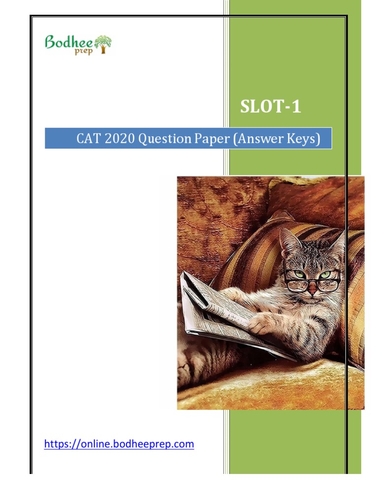CAT 2020 Question Paper With Answer Keys Slot 1 Bodhee Prep | PDF ...