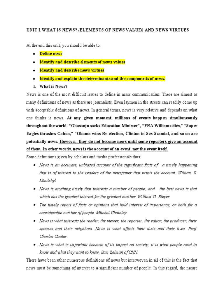 Understanding the Foundations of News: Defining News, Identifying News ...