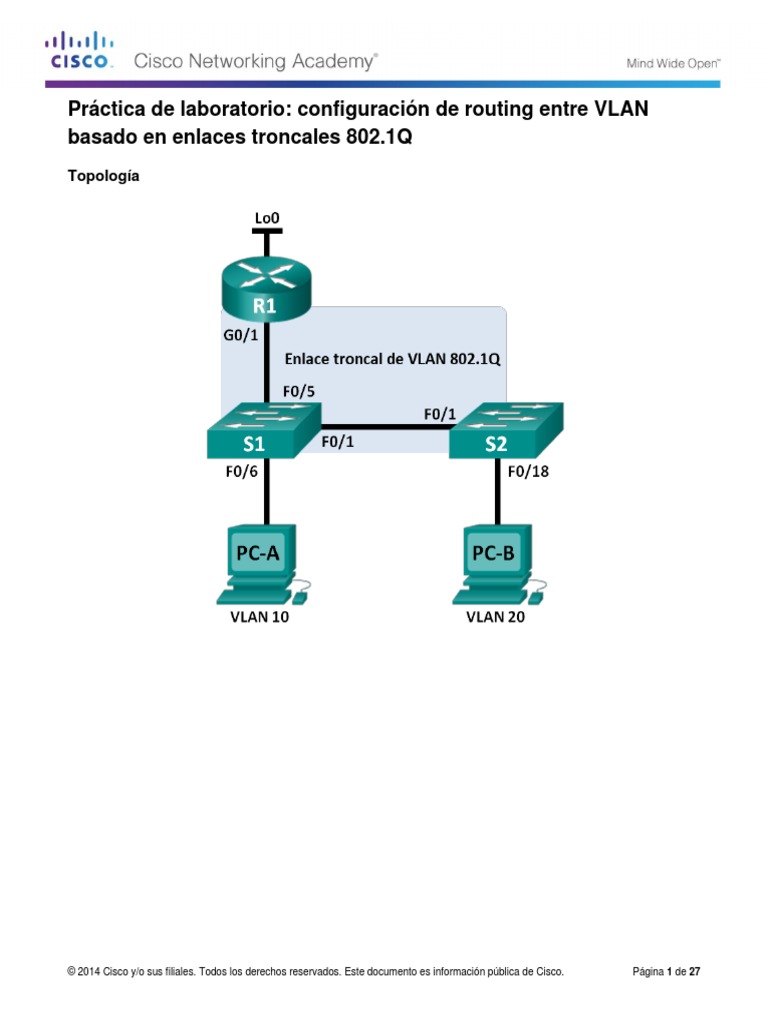 5.1.3.7 Lab - Configuring 802.1Q Trunk-Based Inter-VLAN Routing | PDF | Enrutador (Computación ...