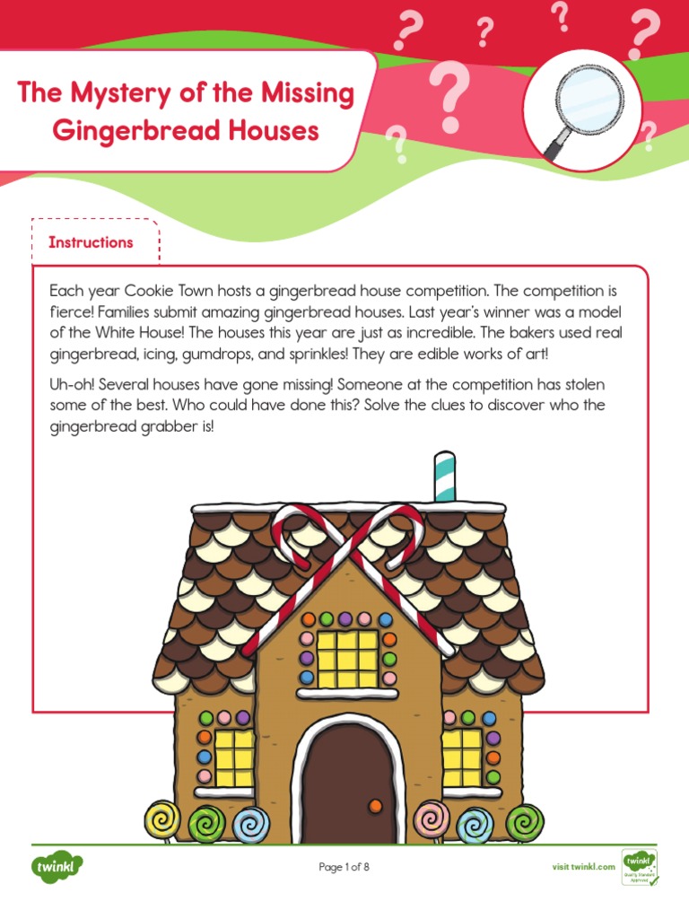 Color The Mystery of The Missing Gingerbread House Math Game | PDF