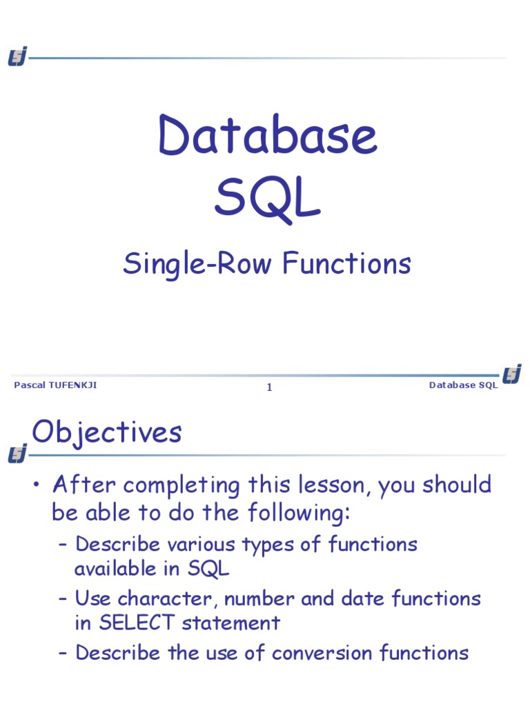 04 - Single-Row Functions | Download Free PDF | Sql | Databases