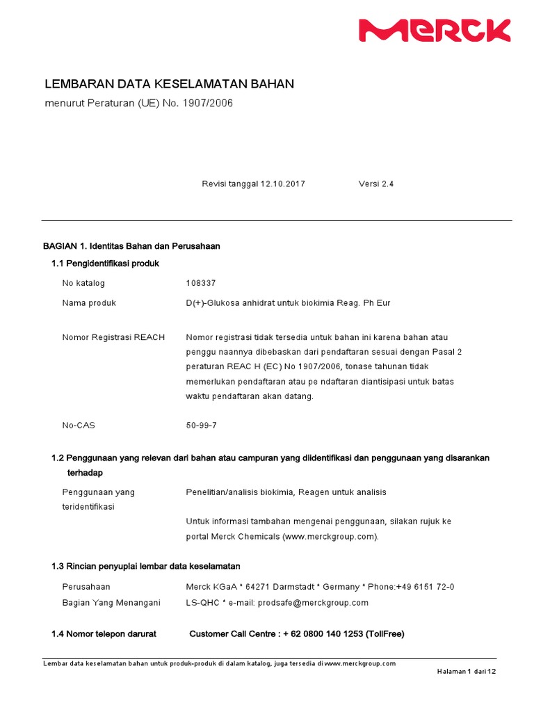Msds Glukosa | PDF