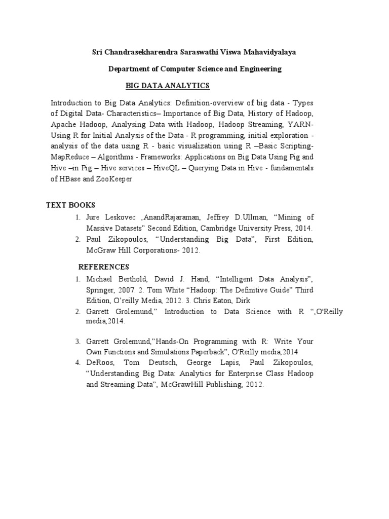 Big Data Syllabus | PDF