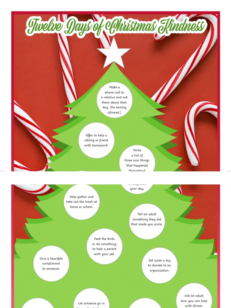 Color Twelve Days of Christmas Kindness Activity | PDF
