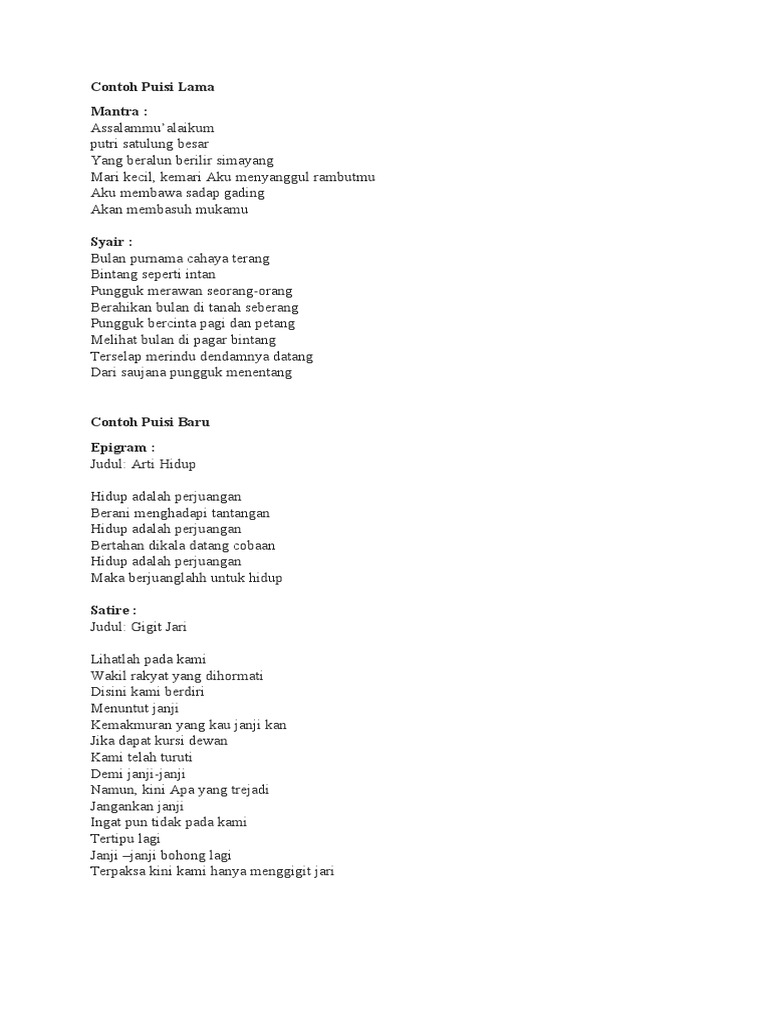 Contoh Puisi Lama | PDF | Puisi