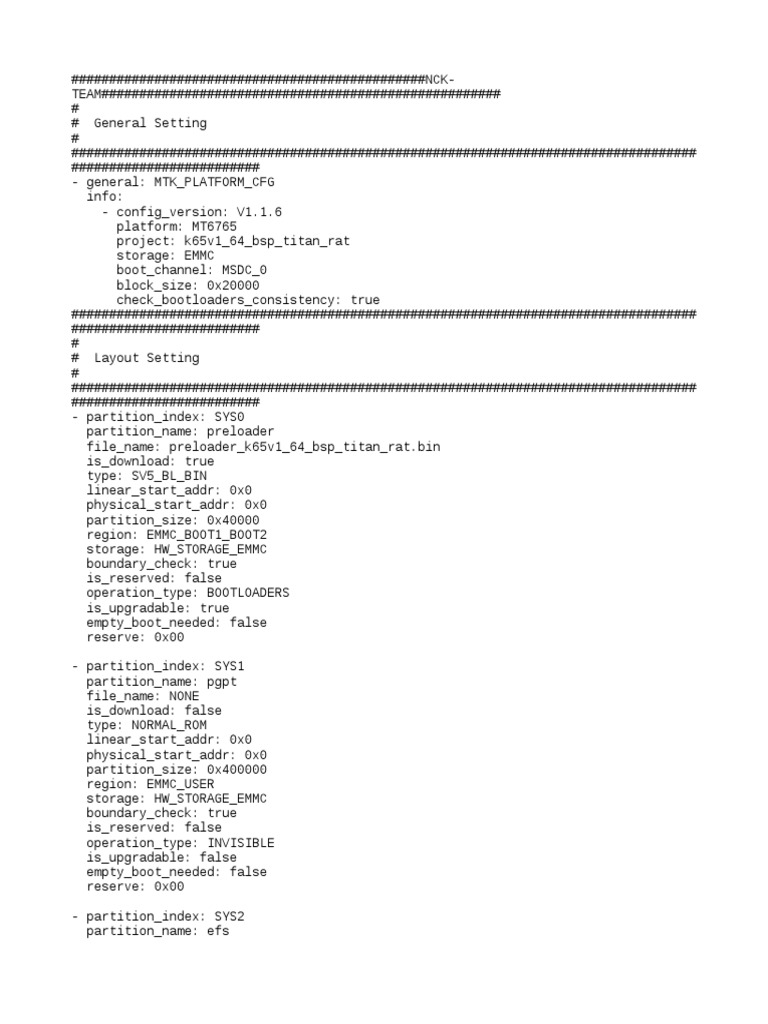 MT6765 Android EMMC Scatter | Download Free PDF | Computing