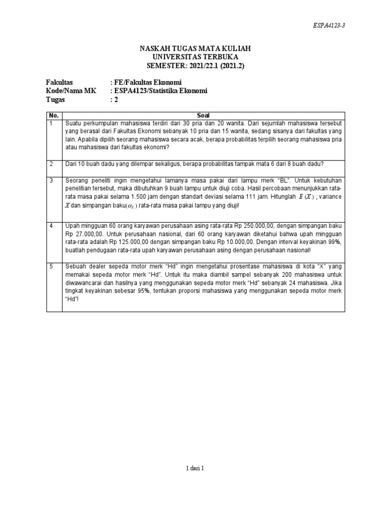 Tugas 2 Espa4123 | PDF