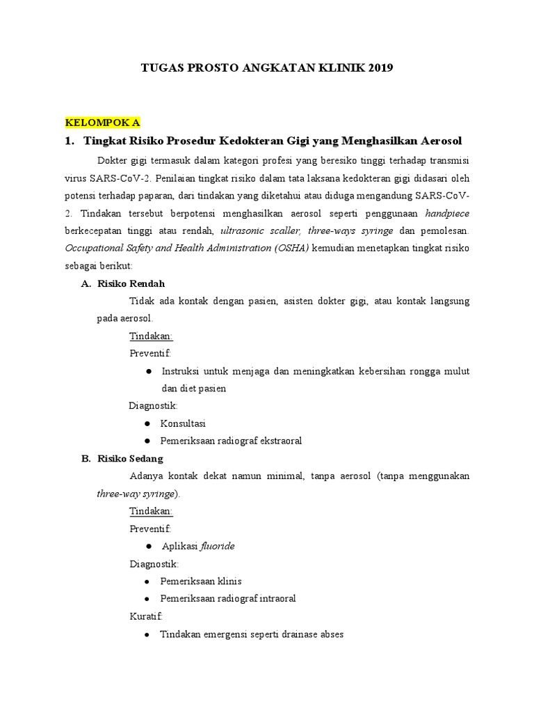 Tugas Prosto Angkatan Klinik 2019 | PDF