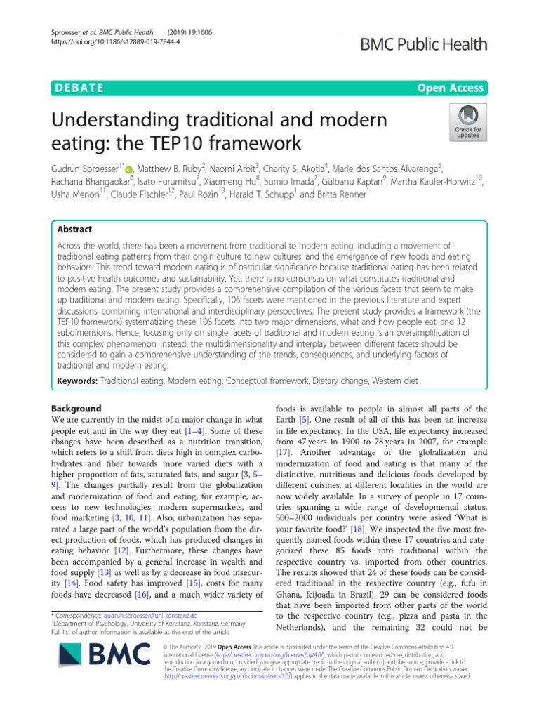 Understanding Traditional and Modern Eating: The TEP10 Framework | PDF ...
