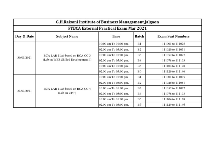 10 - External Practical FYBCA | PDF