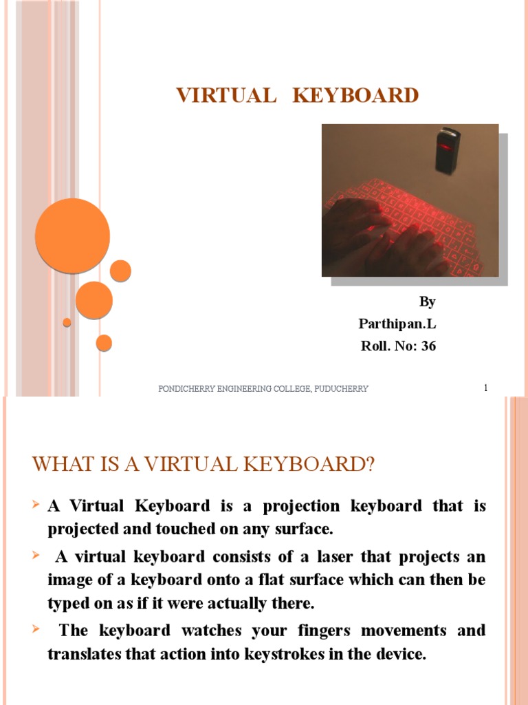 Virtual Keyboard: by Parthipan.L Roll. No: 36 | PDF | Computing ...