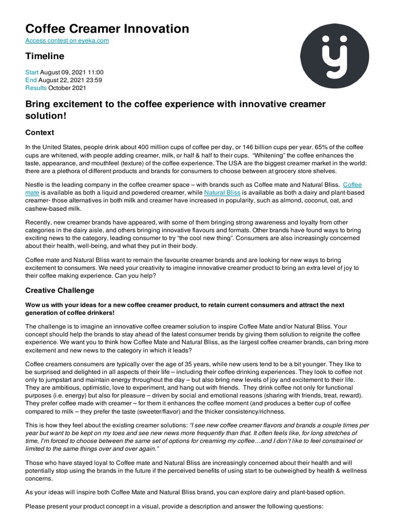 Coffee Creamer Innovation: Timeline | PDF | Brand | Coffee