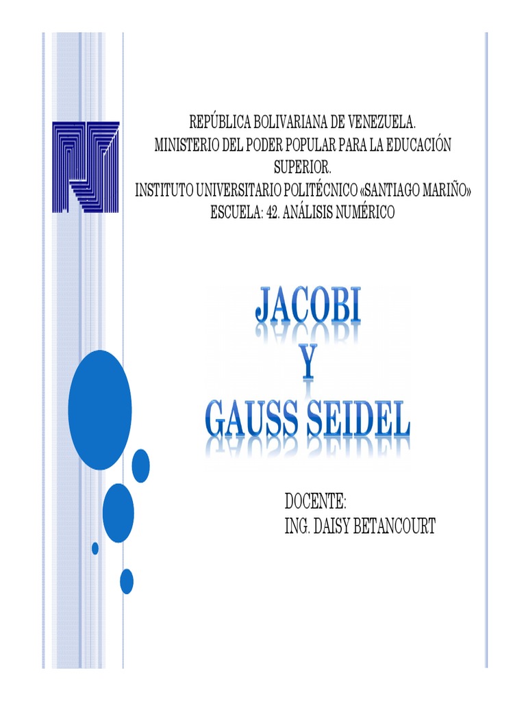Clase Teams Método de Jacobi y Gauss Seidel | PDF