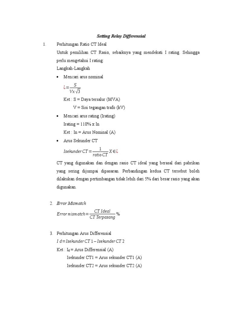 Pengaturan Relay Differensial dan CT | PDF | Sains & Matematika