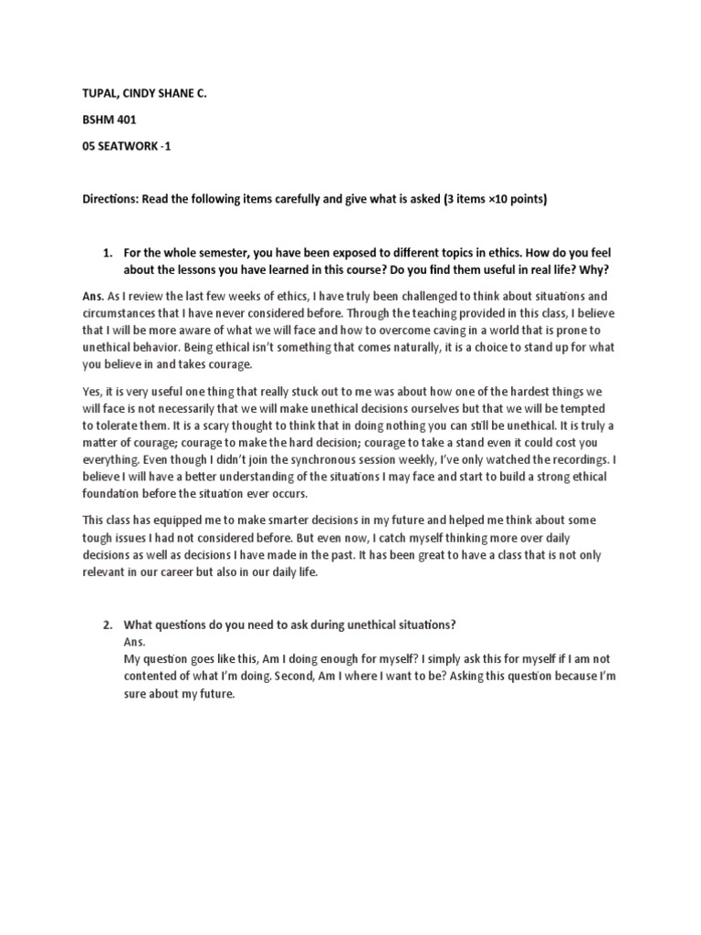 What Questions Do You Need To Ask During Unethical Situations? | PDF ...