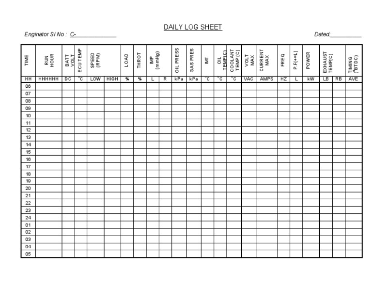 Daily Log Sheet | PDF | Engines | Propulsion