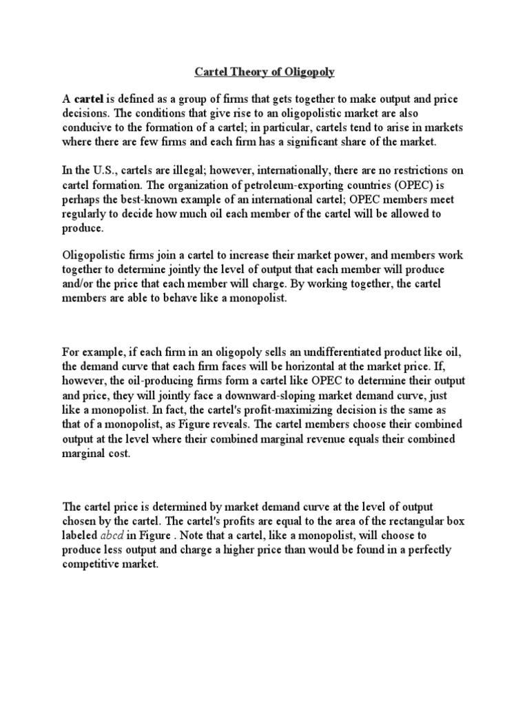 Cartel Theory of Oligopoly | PDF | Oligopoly | Monopoly