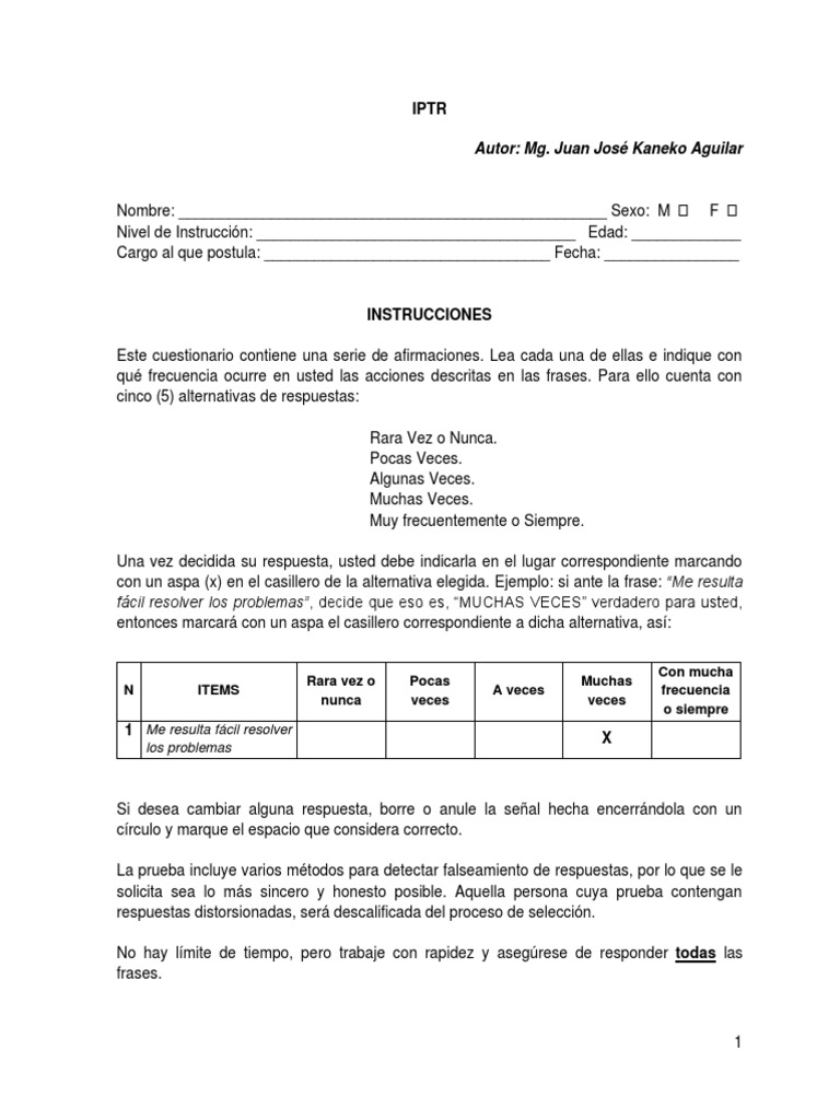 Cuestionario IPTR | PDF