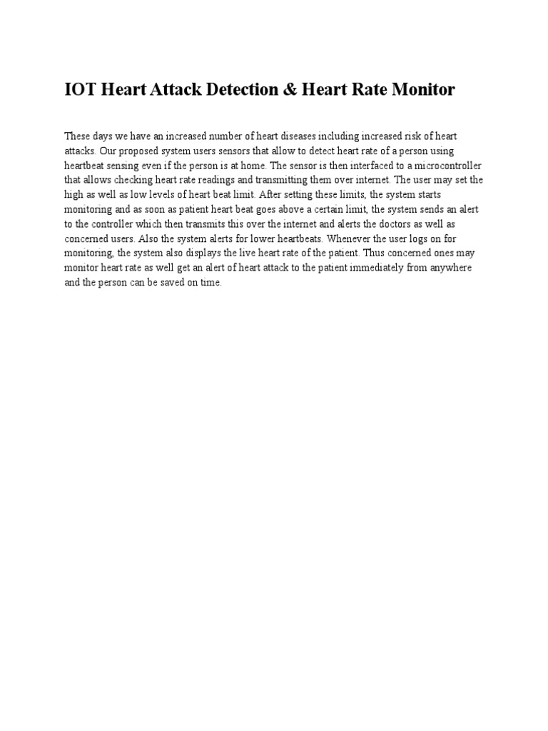 IOT Heart Attack Detection & Heart Rate Monitor | PDF