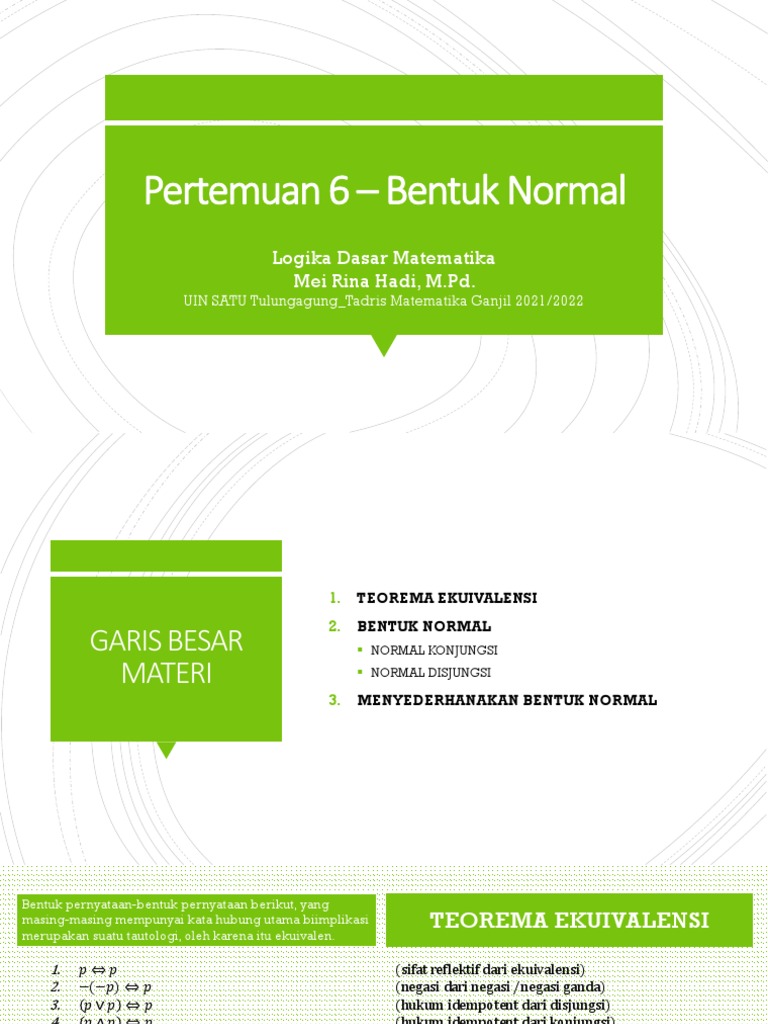 Bentuk Normal dalam Logika Matematika | PDF