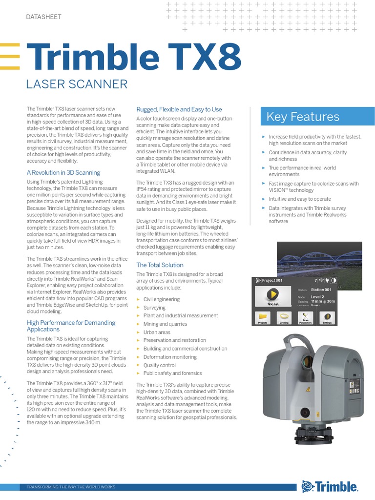 Datasheet - Trimble TX8 Laser Scanner - English A4 - Screen | PDF | Image Scanner | Computing