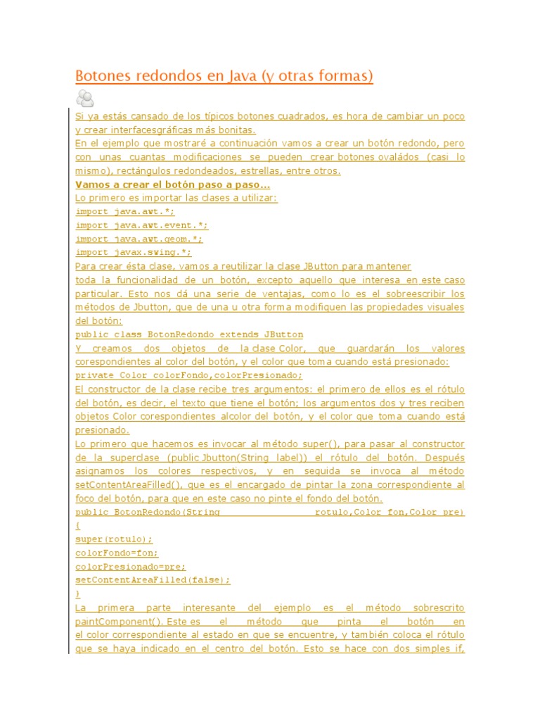 Botones Redondos en Java: Guía Práctica | PDF | Métodos y materiales de ...