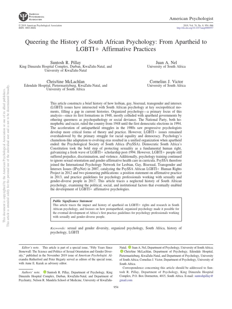 8 - Pillay Et Al (2019) - Queering The History of South African ...