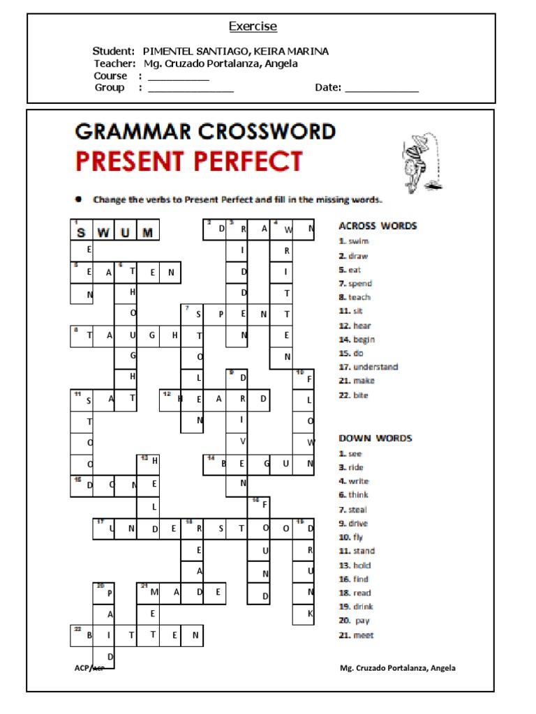 Irregular Verbs Crossword Sts | PDF