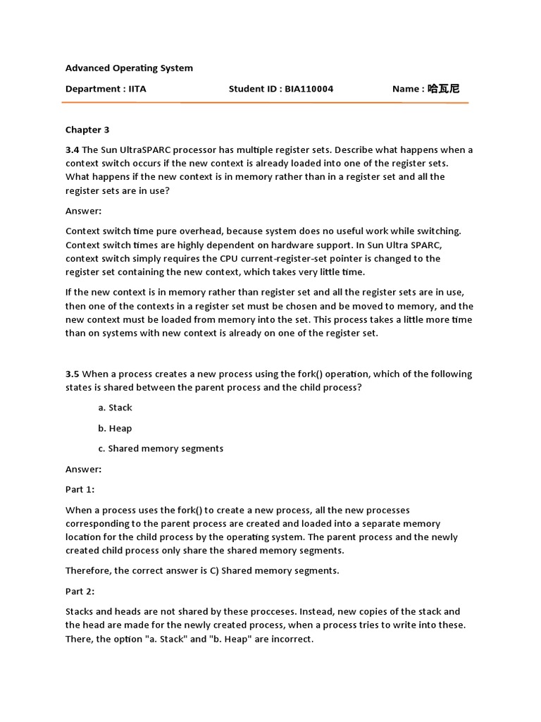 Ur哈瓦尼 Aos Hw2 | PDF | Thread (Computing) | Process (Computing)