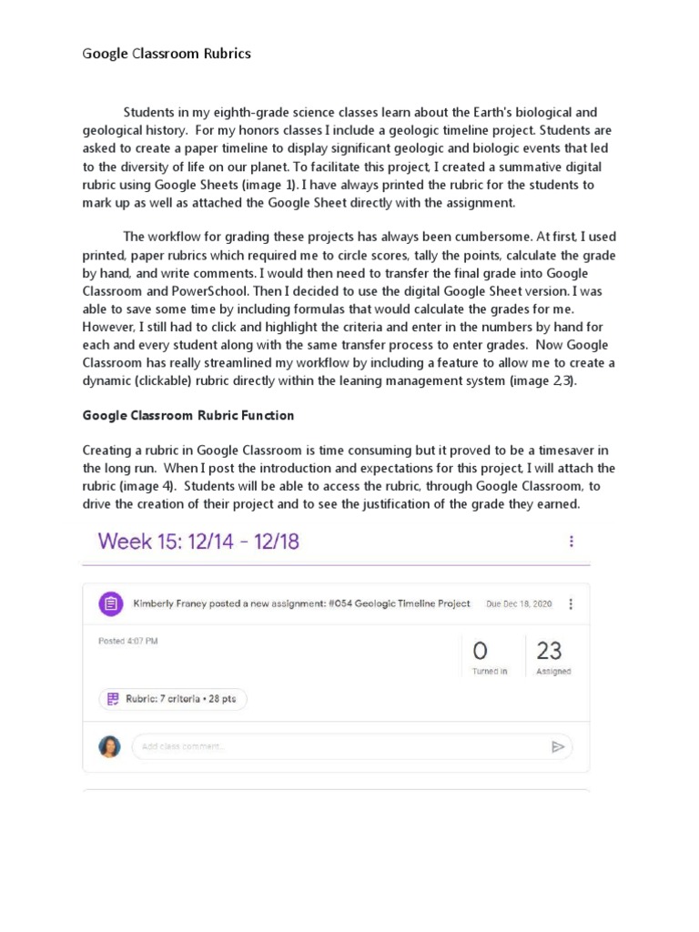 Google Classroom Rubrics | PDF | Rubric (Academic) | Classroom
