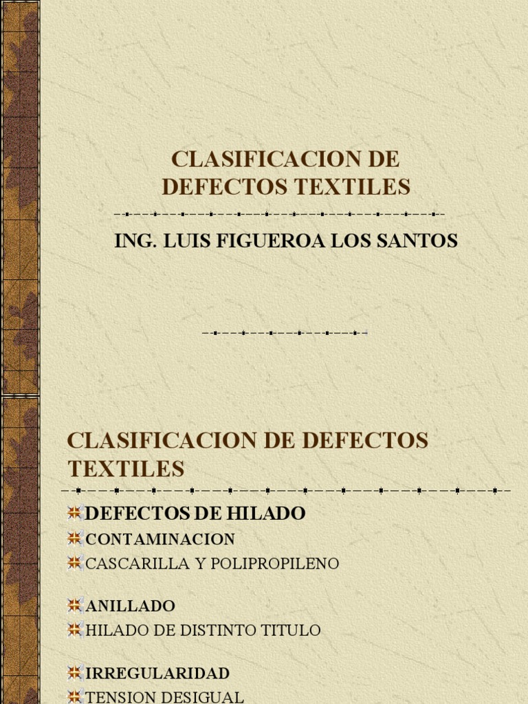 Clasificacion de Defectos Textiles | PDF | Textiles | Industria textil