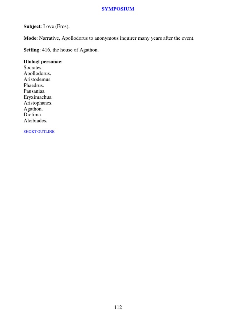 Guide To Plato - Summary of Symposium | PDF | Symposium (Plato)