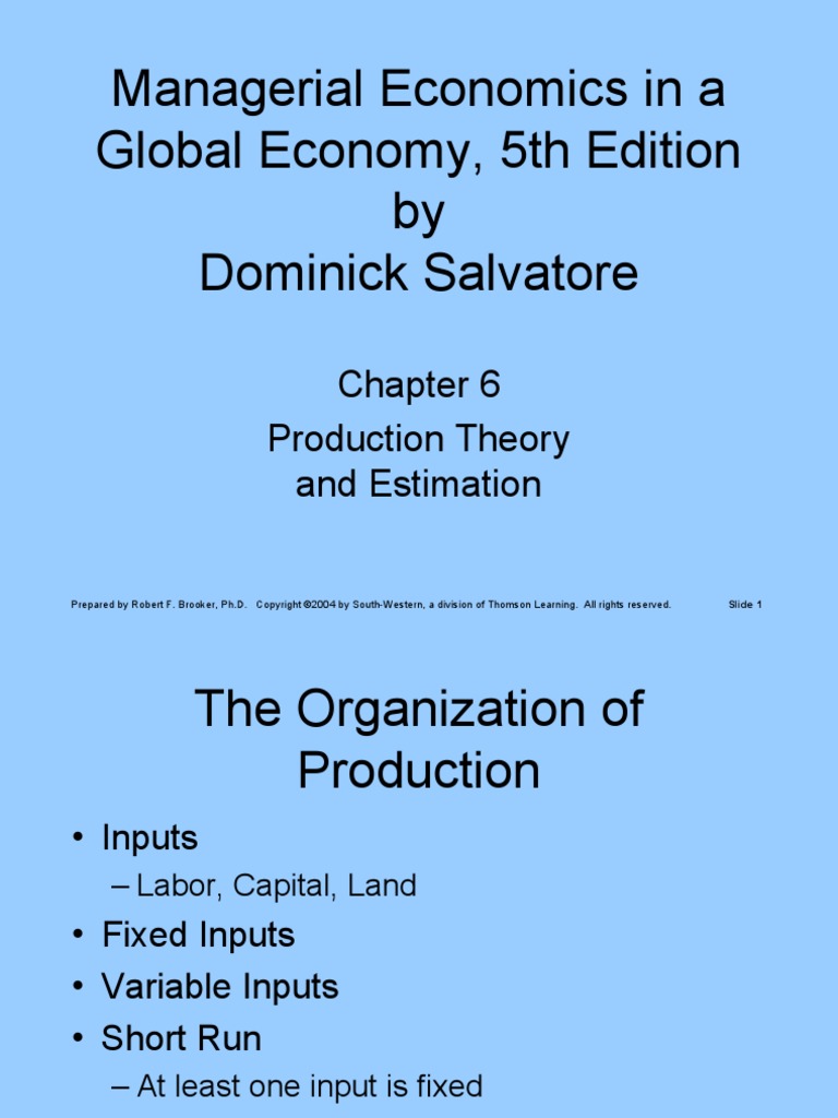 Managerial Economics in A Global Economy, 5th Edition by Dominick ...