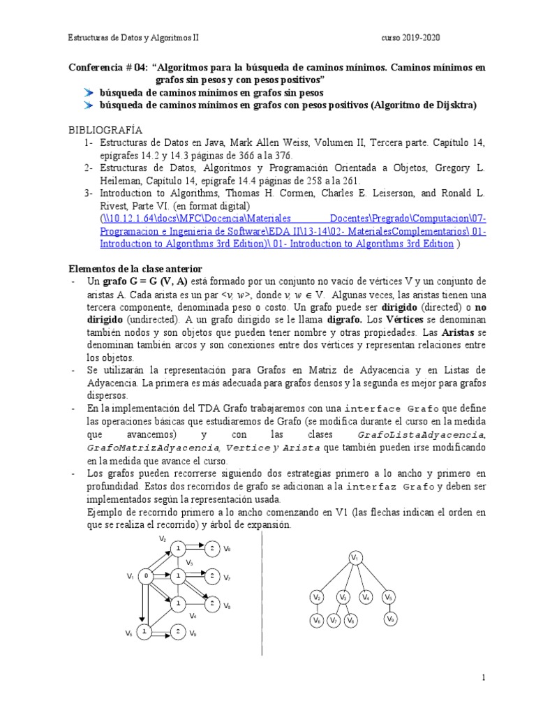 Algoritmos de Caminos Mínimos en Grafos | PDF | Vértice (teoría de ...
