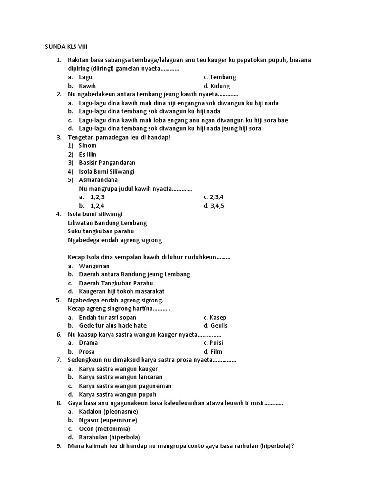 Sunda Kls Viii | PDF | Seni