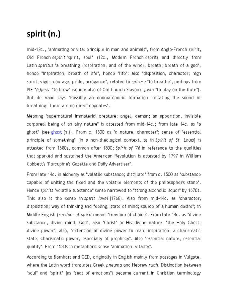 SPIRIT Etymology | PDF | Ghosts | Soul