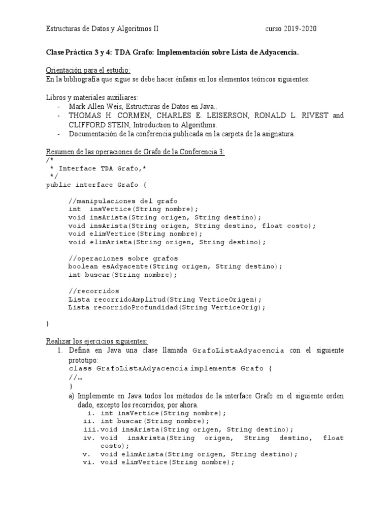 Implementación de TDA Grafo en Java | PDF | Vértice (teoría de grafos) | Matemáticas Aplicadas