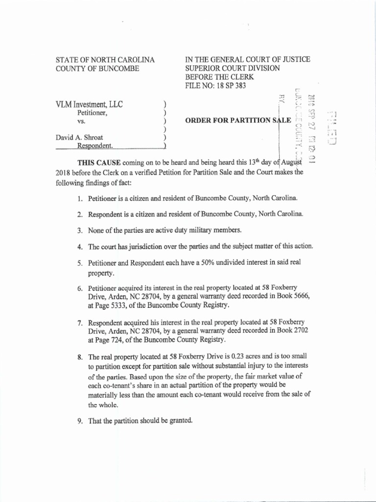 Order For Partition Sale | PDF