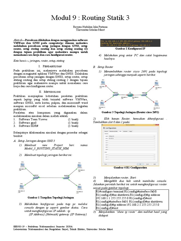 Modul 9: Routing Statik 3: Abstrak-Percobaan Dilakukan Dengan Menggunakan Software | PDF | Komputer