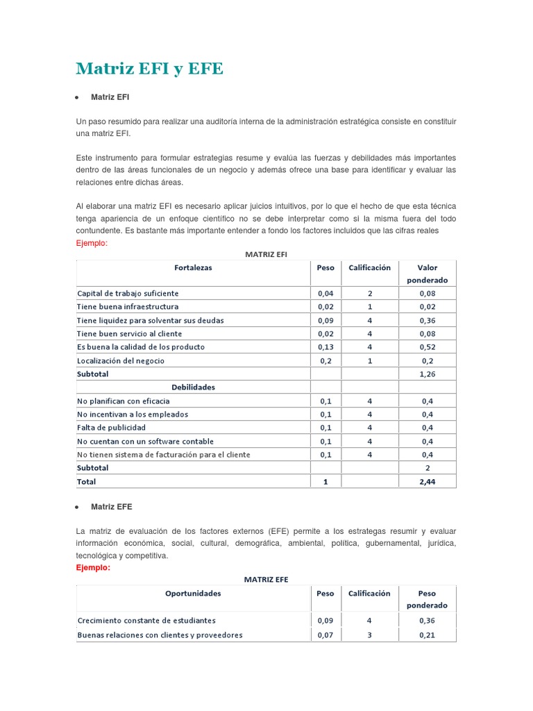 Matriz EFI | PDF | Economias | Business