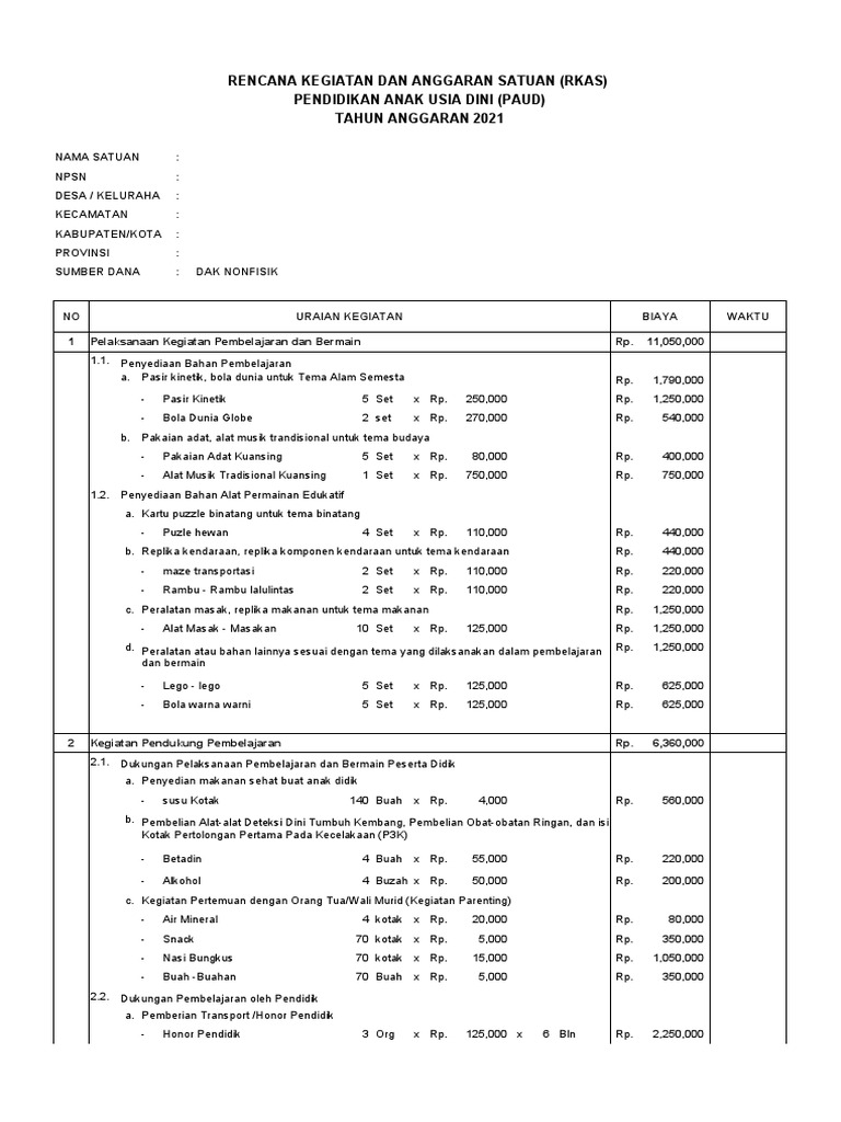 Contoh Rkas Tahap 2 2021 | PDF