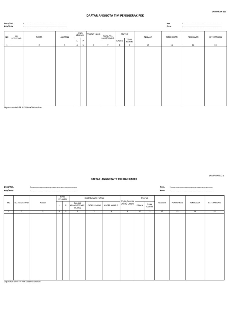 Format Data PKK | PDF
