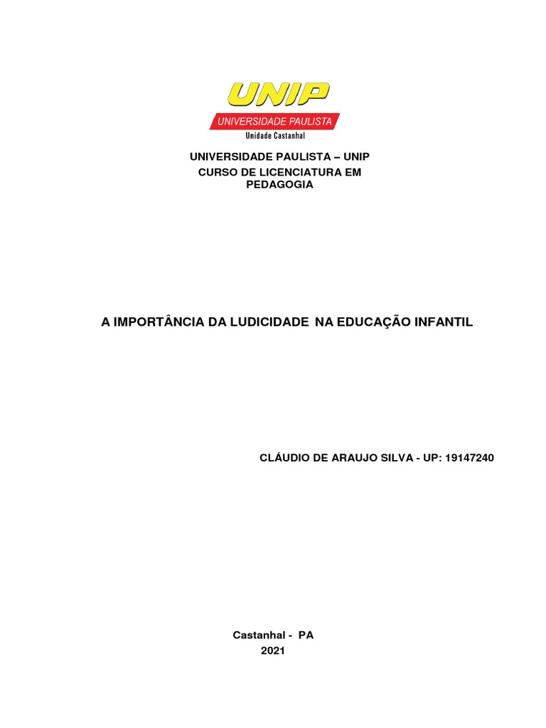 TCC Ludicidade - Unip | PDF | Aprendizado | Pedagogia