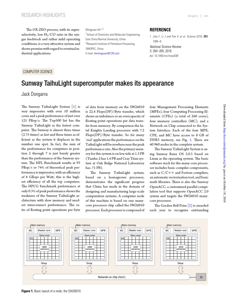 Sunway TaihuLight Supercomputer Makes Its Appearan | PDF | Supercomputer | Computing