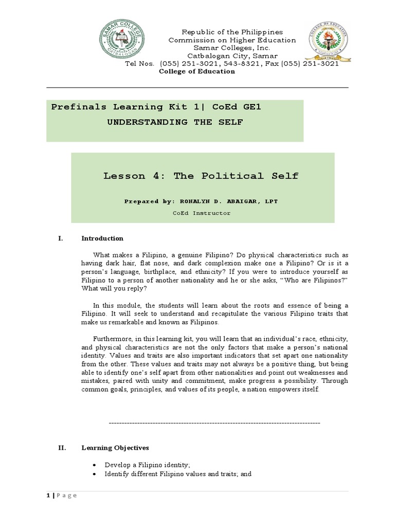 Understanding the Filipino Self | PDF | Philippines | Superstitions